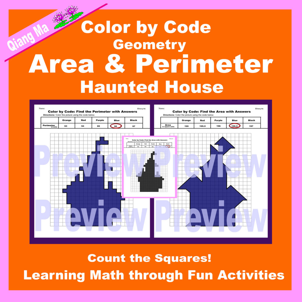 Halloween Color by Code: Area and Perimeter: Count Squares: Haunted ...