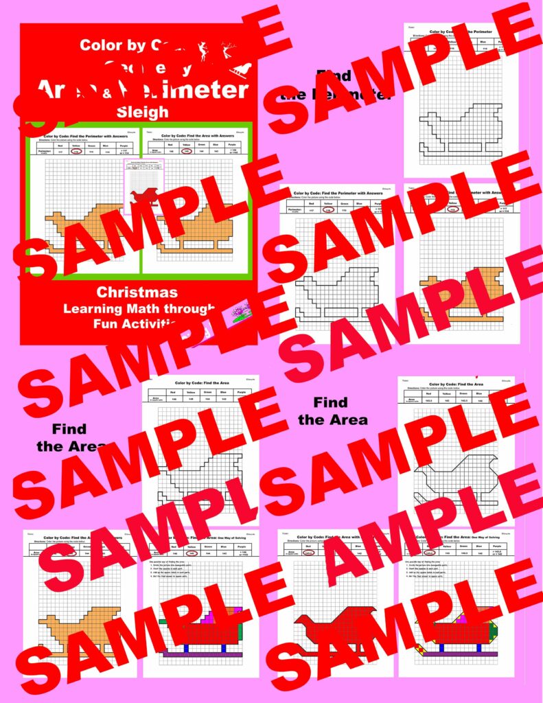 Christmas Color by Code: Area and Perimeter 3 in 1: Count Squares ...