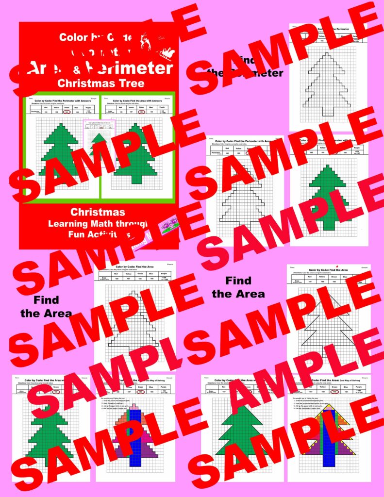 Christmas Color by Code: Area and Perimeter 3 in 1: Count Squares ...