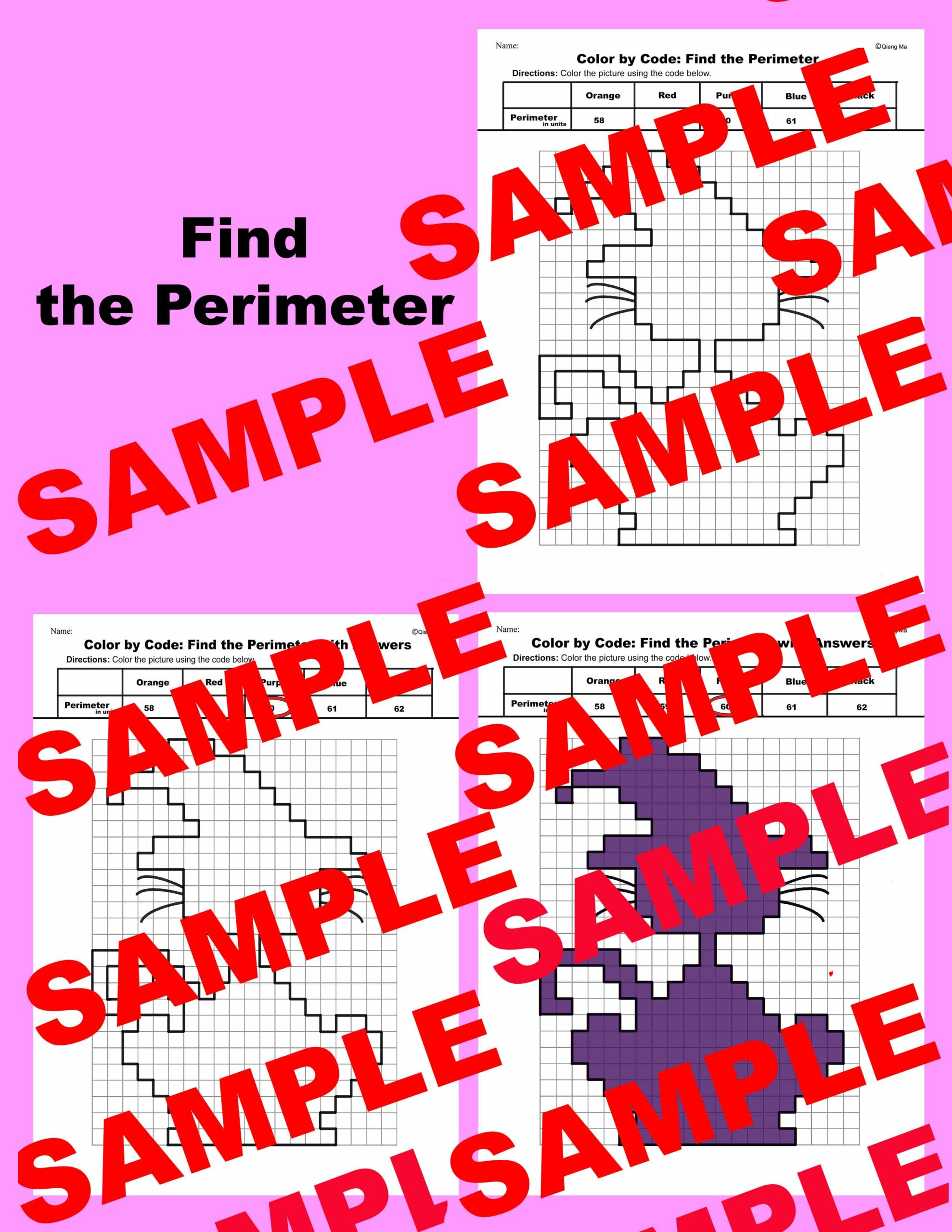 Halloween Color by Code: Area and Perimeter: Count Squares: Cat | Made ...