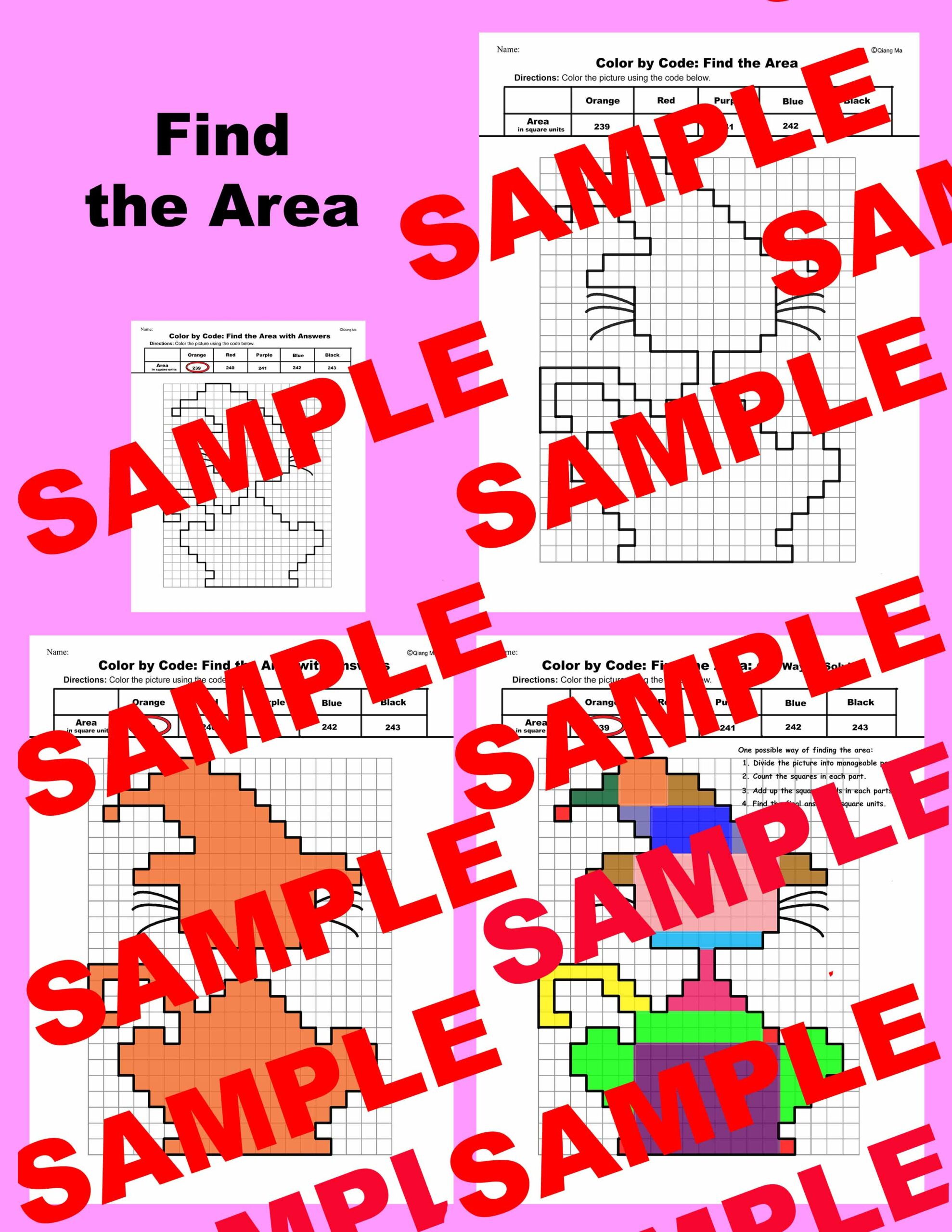 Halloween Color by Code: Area and Perimeter: Count Squares: Cat | Made ...