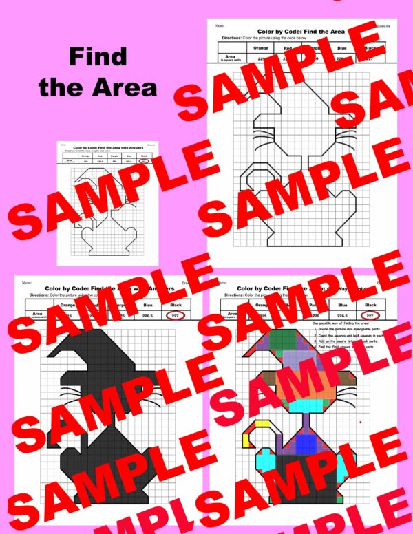Halloween Color by Code: Area and Perimeter: Count Squares: Cat | Made ...