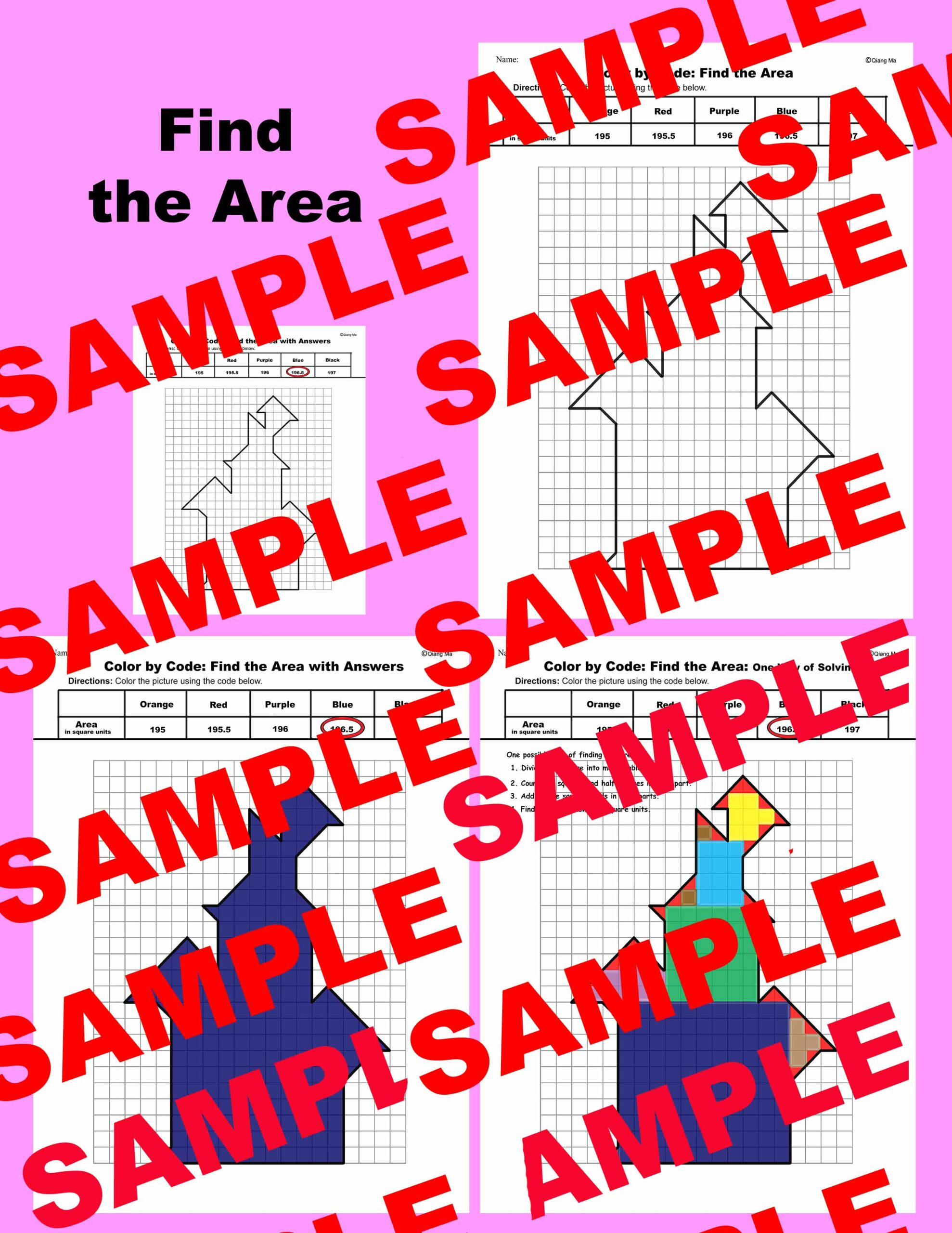 Halloween Color by Code: Area and Perimeter: Count Squares: Haunted ...