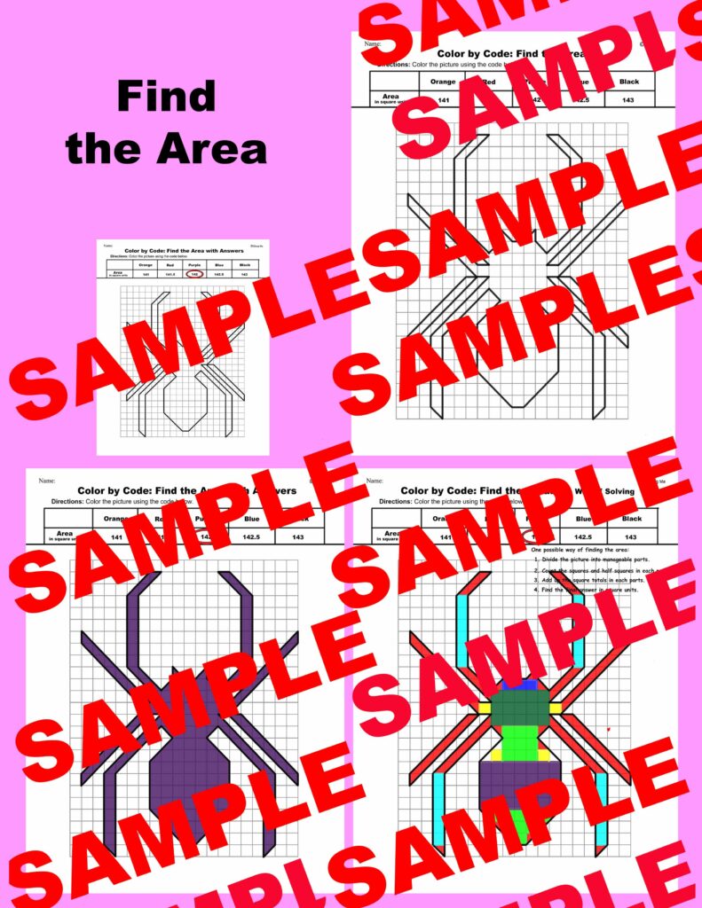 Halloween Color by Code: Area and Perimeter: Count Squares: Spider ...