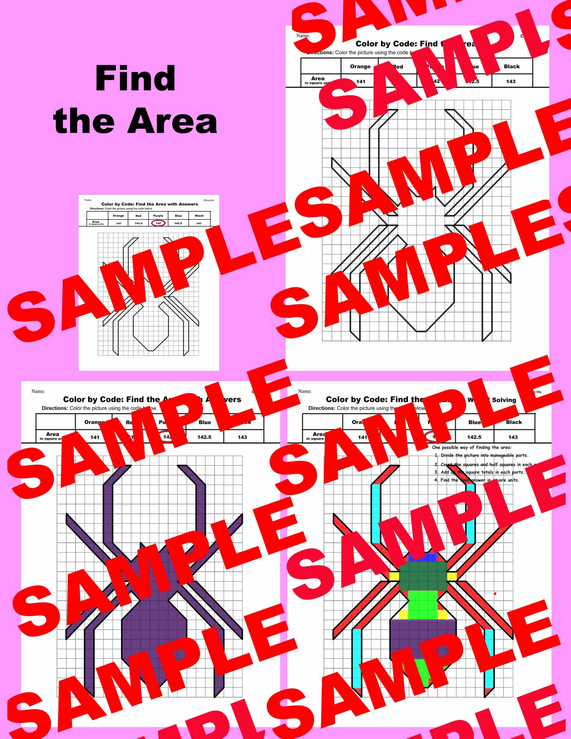 Halloween Color by Code: Area and Perimeter: Count Squares: Spider ...