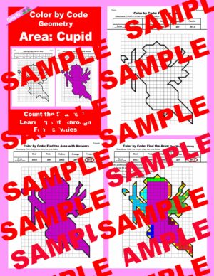 Valentine Color by Code: Area and Perimeter: Count Squares 4 in 1 ...