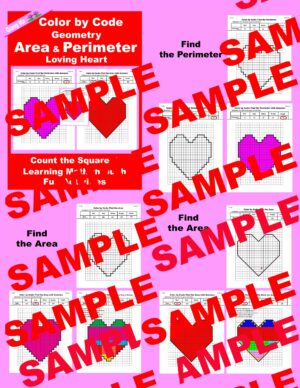 Valentine Color by Code: Area and Perimeter: Count Squares 4 in 1 ...