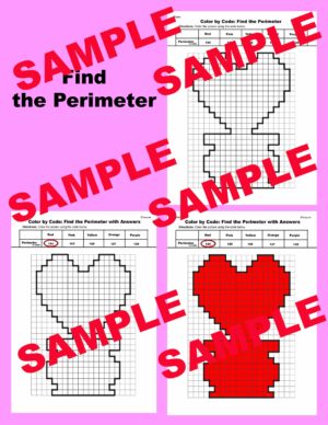 Valentine Color by Code: Area and Perimeter: Count Squares: Flower ...