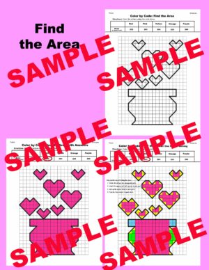 Valentine Color by Code: Area and Perimeter: Count Squares: Flower ...