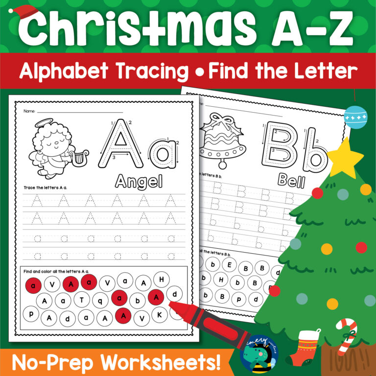 Christmas A-Z Worksheets: Alphabet Tracing | Find the letter | No-Prep ...