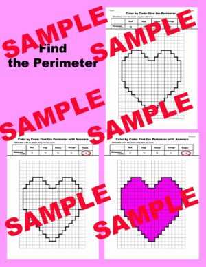 Valentine Color by Code: Area and Perimeter: Count Squares: Loving ...