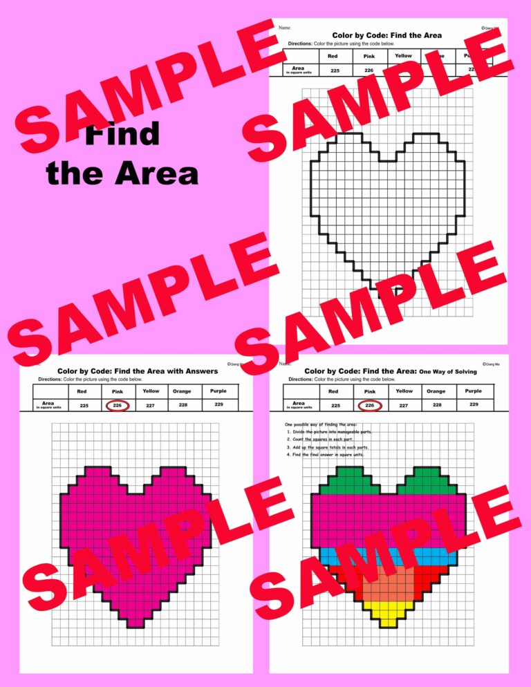 Valentine Color by Code: Area and Perimeter: Count Squares: Loving ...