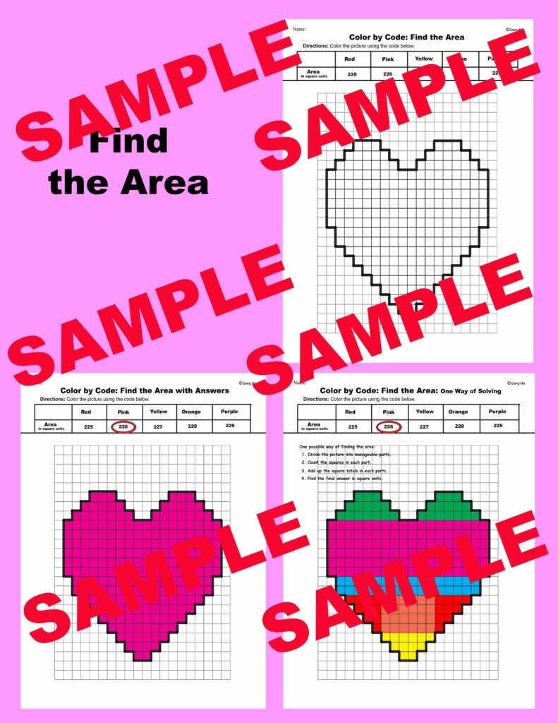 Valentine Color by Code: Area and Perimeter: Count Squares: Loving ...