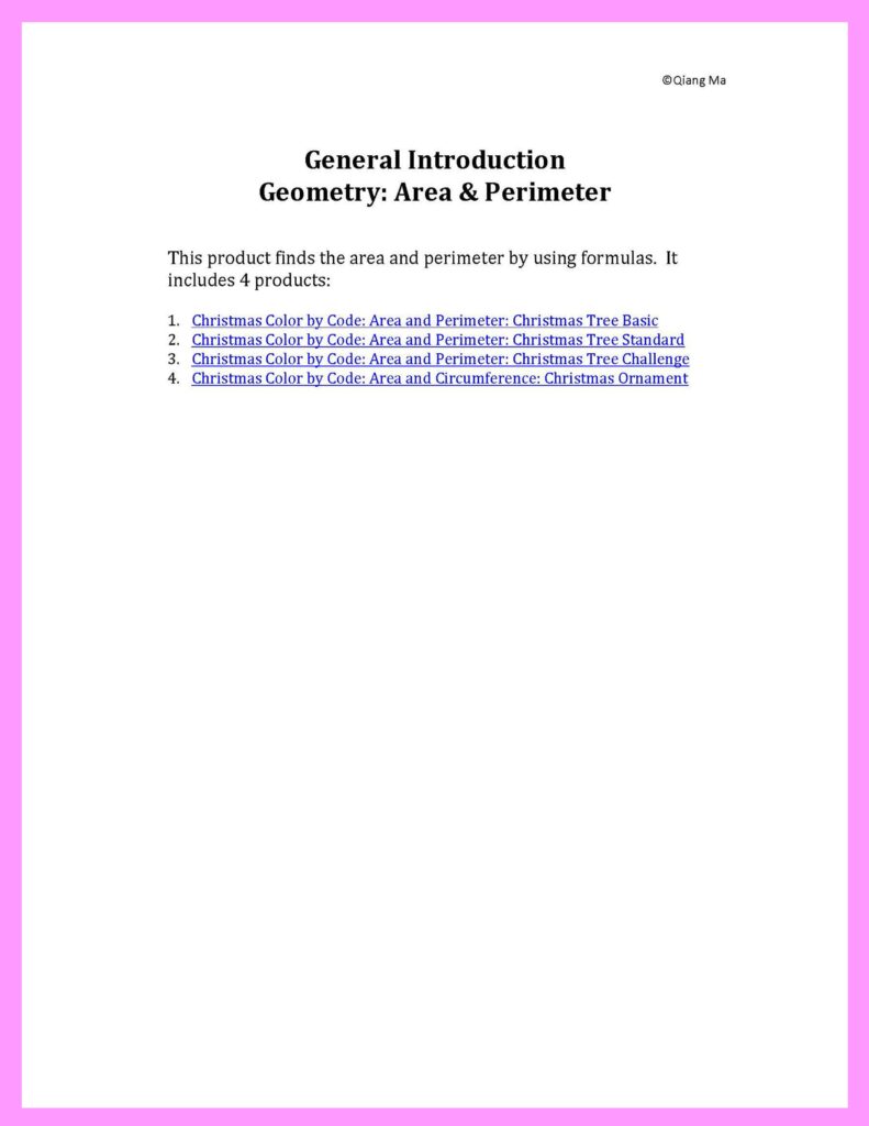 Christmas Color by Code: Area and Perimeter Tree 4 in 1: Practice ...