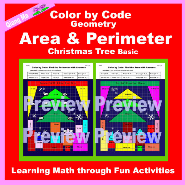 Christmas Color by Code: Area and Perimeter: Christmas Tree Basic ...