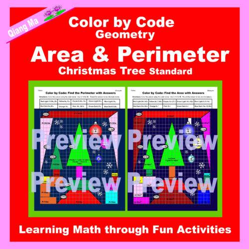 Christmas Color by Code: Area and Perimeter: Christmas Tree Standard ...