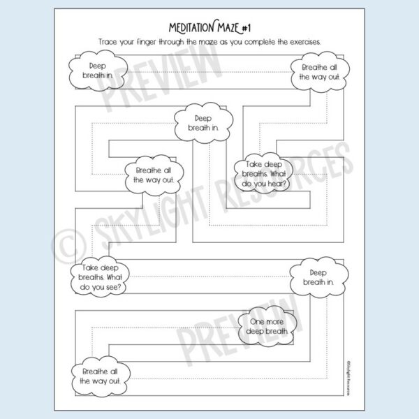 Meditation Mazes Mental Health Mindfulness Activity | Social Emotional ...