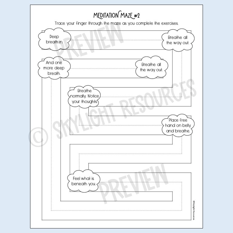 Meditation Mazes Mental Health Mindfulness Activity | Social Emotional ...