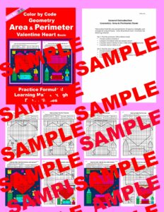 Valentine Color by Code: Area and Perimeter: Practice Formulas 3 in 1 ...