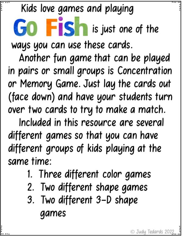 GO FISH {Colors and Shapes} | Made By Teachers