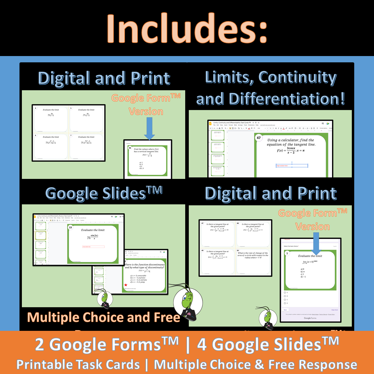 Limits, Continuity, Derivatives Task Cards Calculus | Precalculus ...