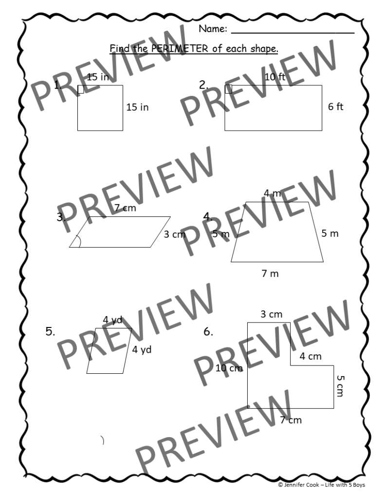 Math Worksheets for Quadrilaterals Perimeter and Area | Made By Teachers