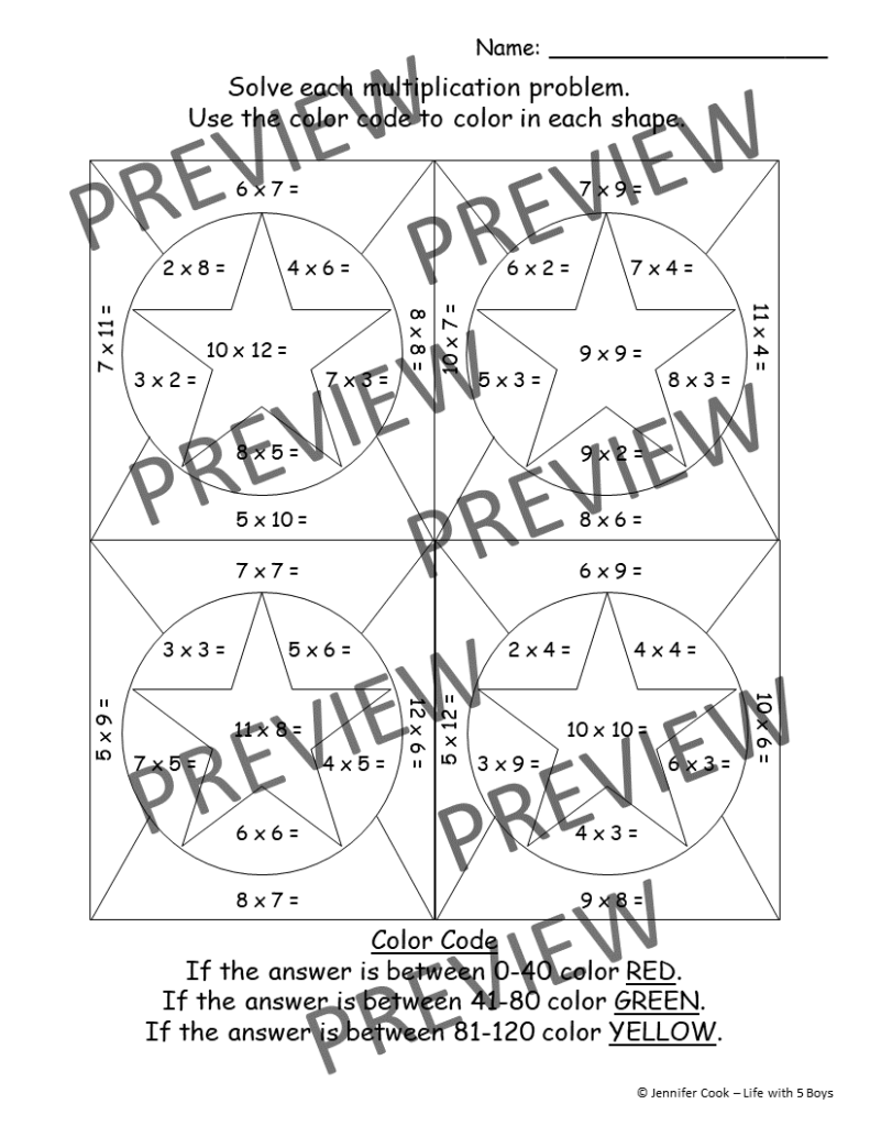 Math Worksheets for Multiplication Division and Fractions | Made By ...