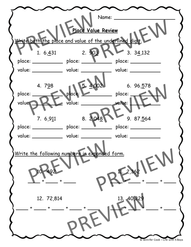 Math Worksheets for Place Value Rounding Even and Odd Numbers | Made By ...