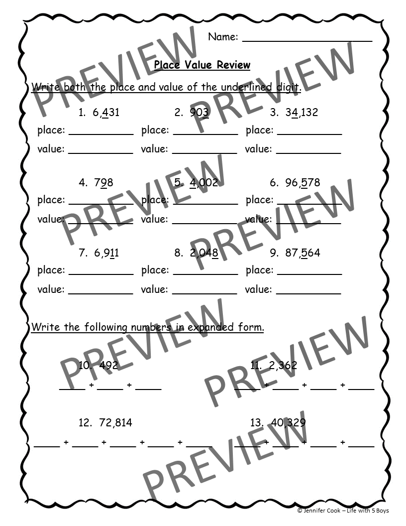 Math Worksheets for Place Value Rounding Even and Odd Numbers | Made By ...