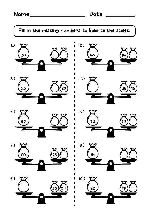 Balancing scale worksheet | Made By Teachers