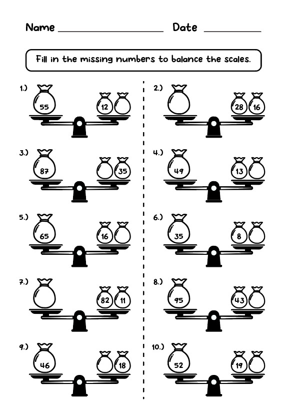 Balancing scale worksheet | Made By Teachers