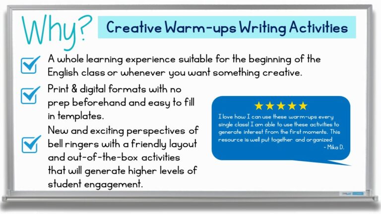 Warm Up Activities For Middle School: 50 Days of Creative Writing Bell ...