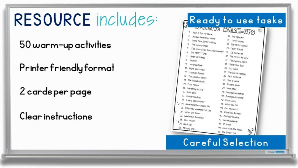 Warm Up Activities For Middle School: 50 Days of Creative Writing Bell ...