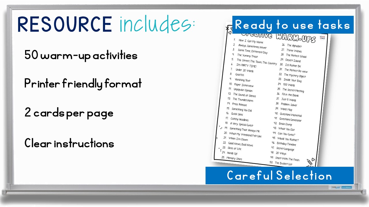 Warm Up Activities For Middle School: 50 Days of Creative Writing Bell ...