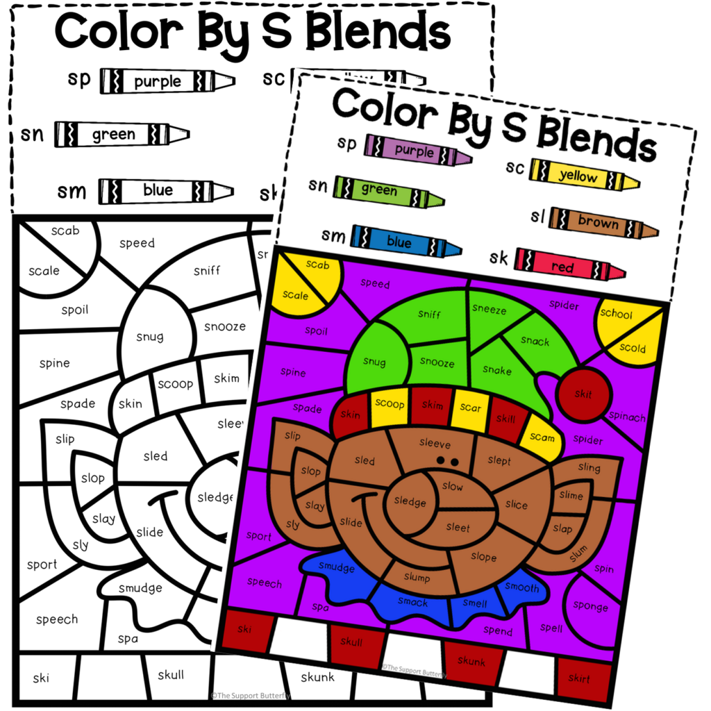 Christmas Activities Color by S Blends | Made By Teachers