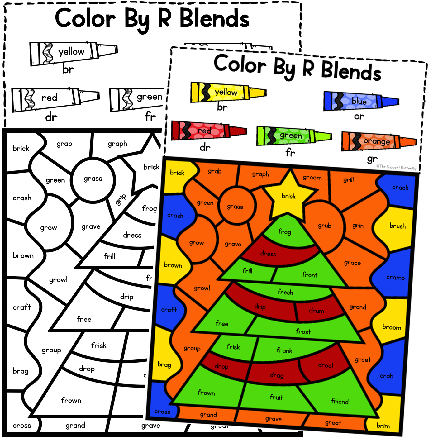 Christmas Activities Color by R Blends | Made By Teachers
