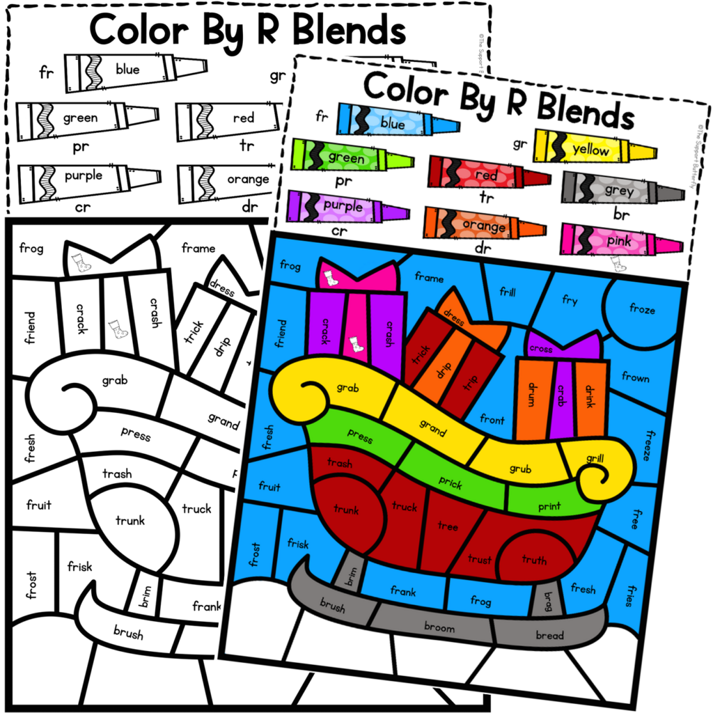 Christmas Activities Color by R Blends - Made By Teachers