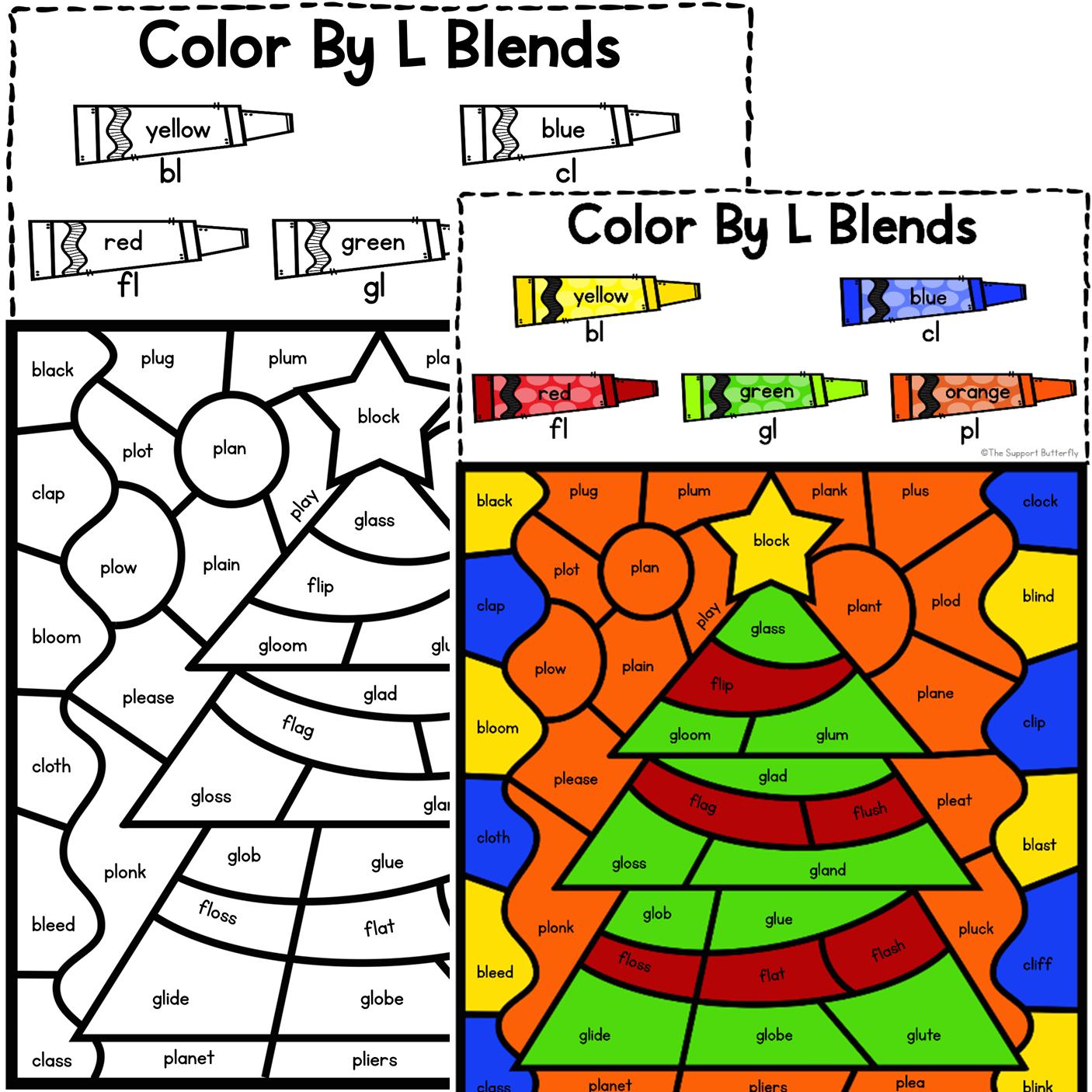 Christmas Activities Color by L Blends | Made By Teachers