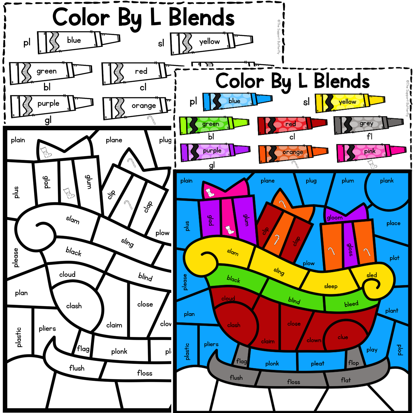 Christmas Activities Color by L Blends | Made By Teachers