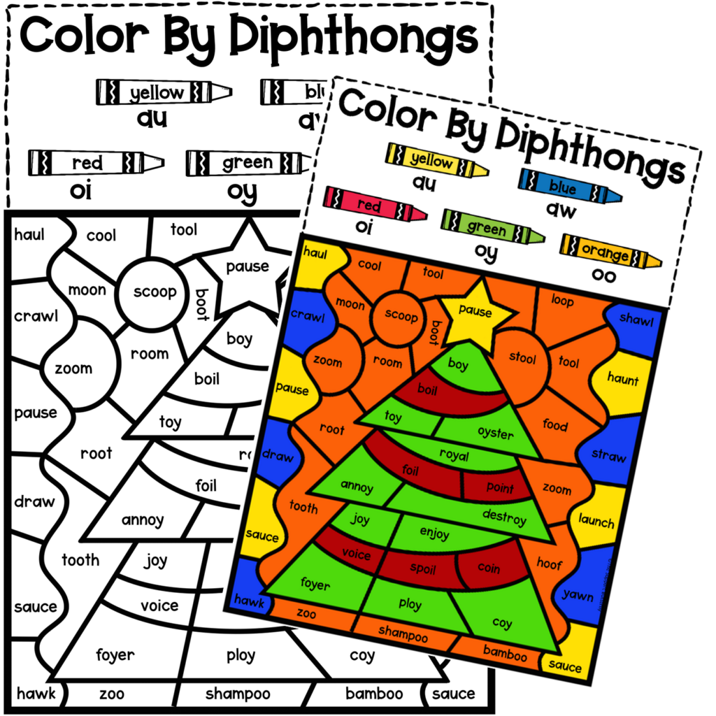 Christmas Activities Color by Diphthongs | Made By Teachers