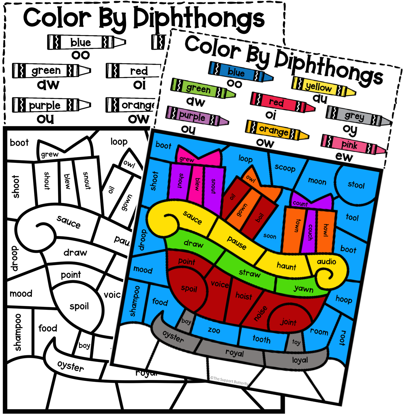 Christmas Activities Color by Diphthongs | Made By Teachers