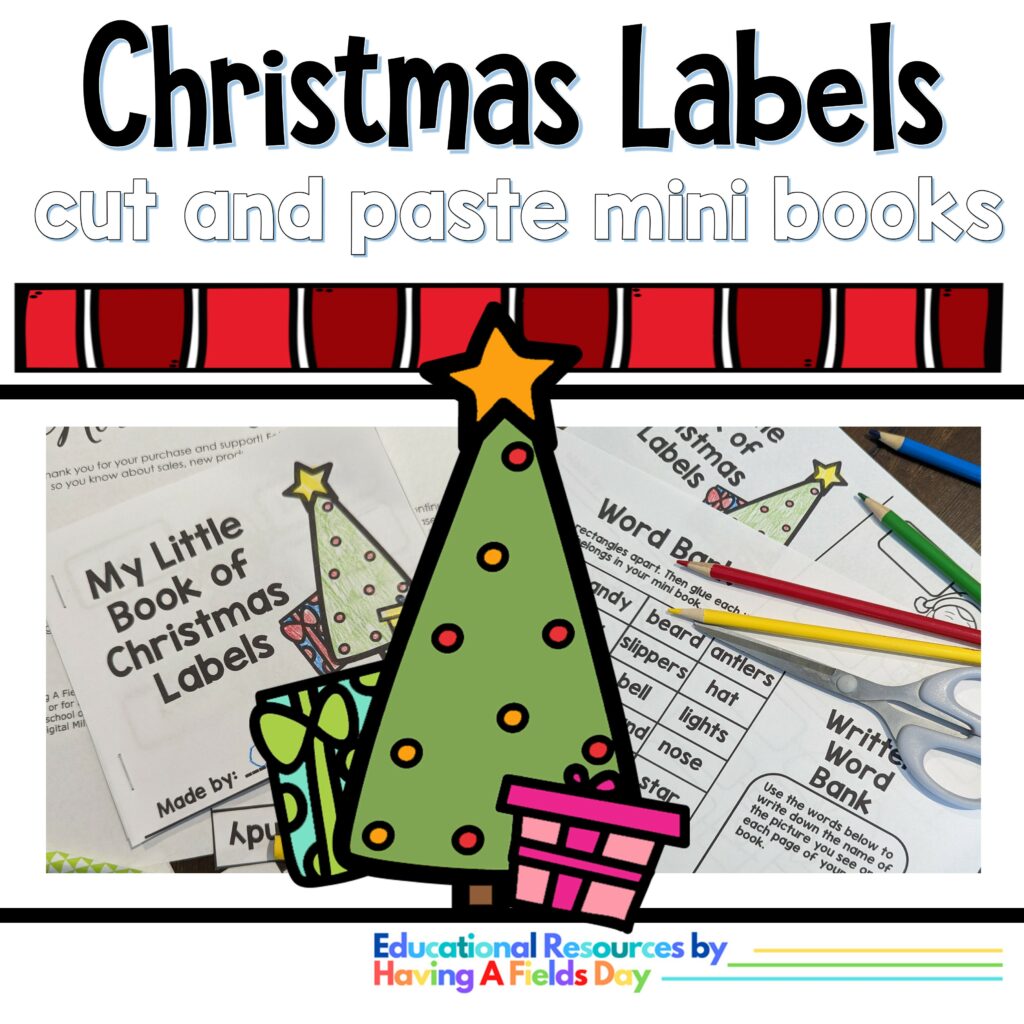 Christmas Labels Cut and Paste Mini Book | Made By Teachers