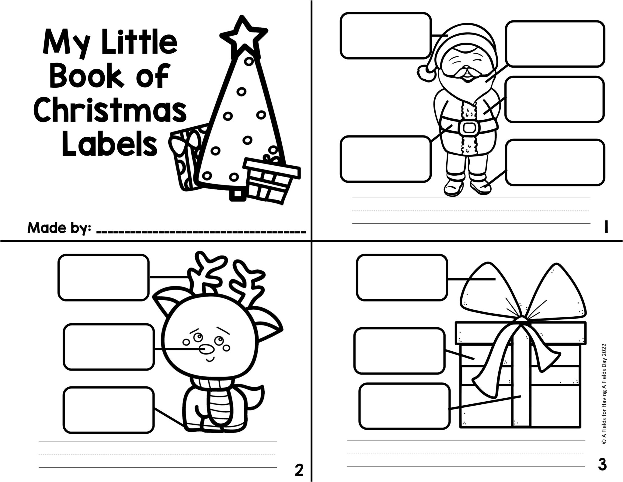 Christmas Labels Cut and Paste Mini Book | Made By Teachers