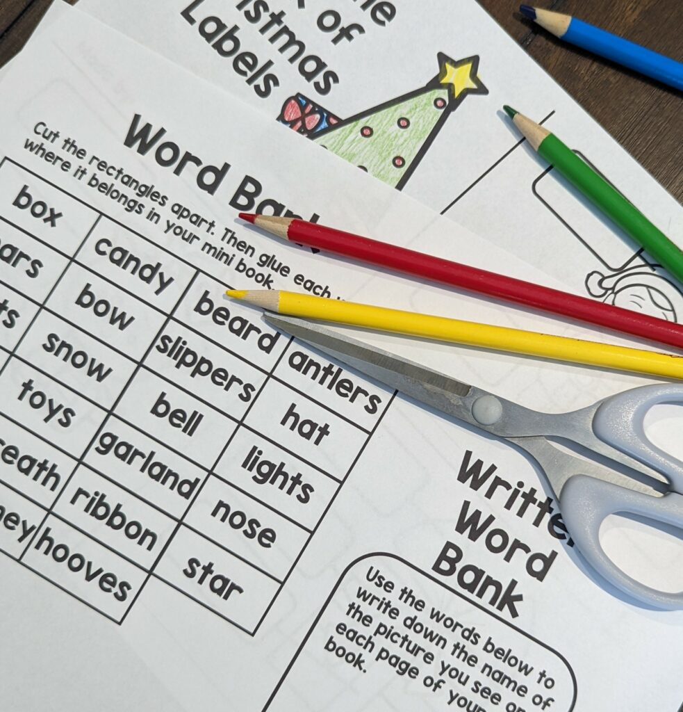 Christmas Labels Cut and Paste Mini Book | Made By Teachers