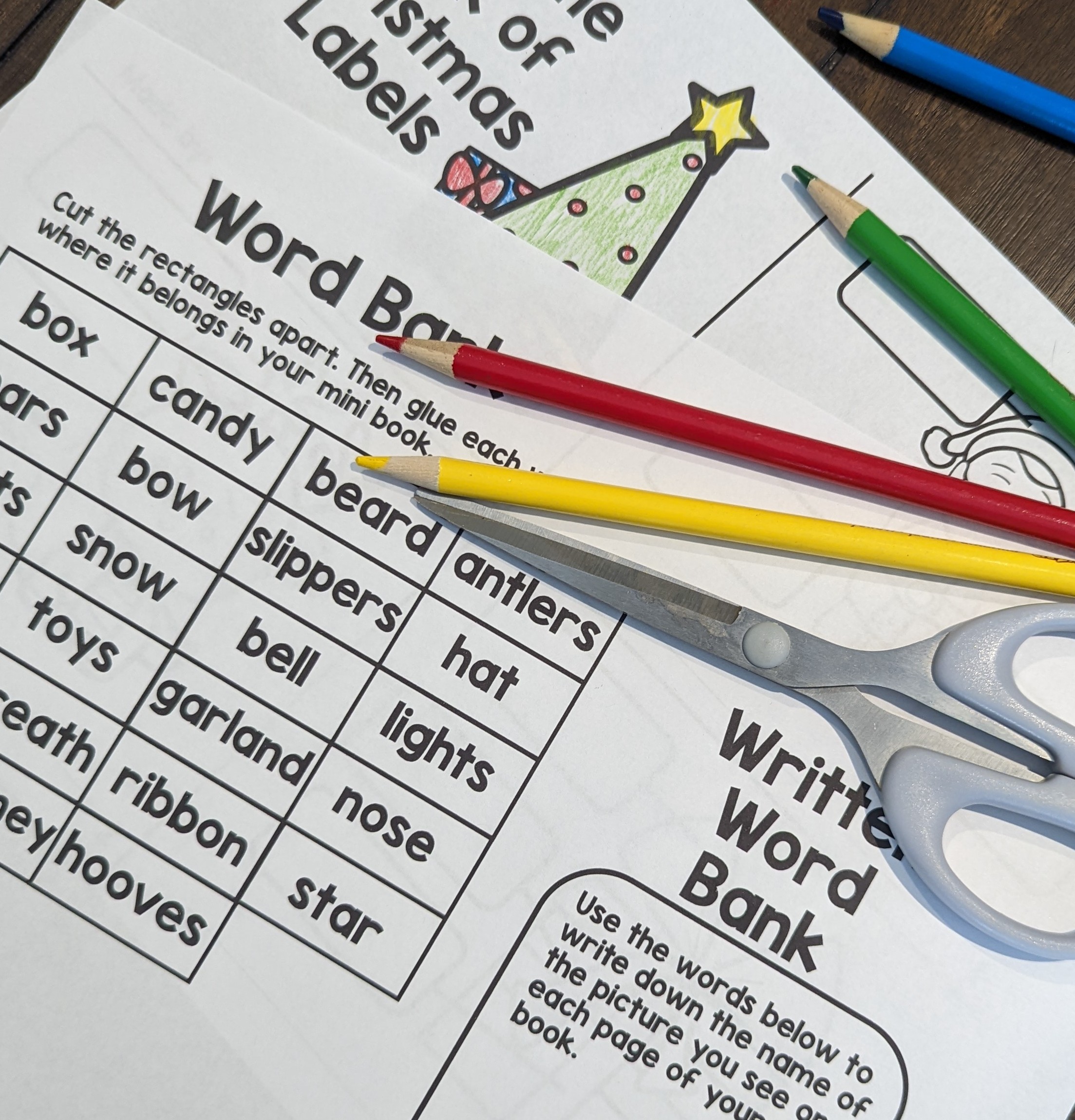 Christmas Labels Cut and Paste Mini Book - Made By Teachers