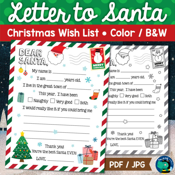 Christmas Wish list | Letter to Santa Claus | Christmas Printable For ...