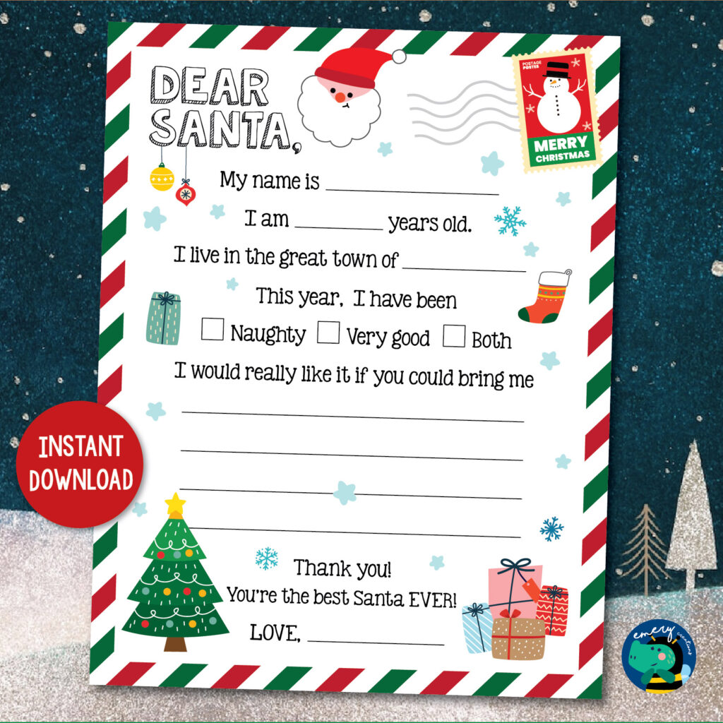Christmas Wish list | Letter to Santa Claus | Christmas Printable For ...