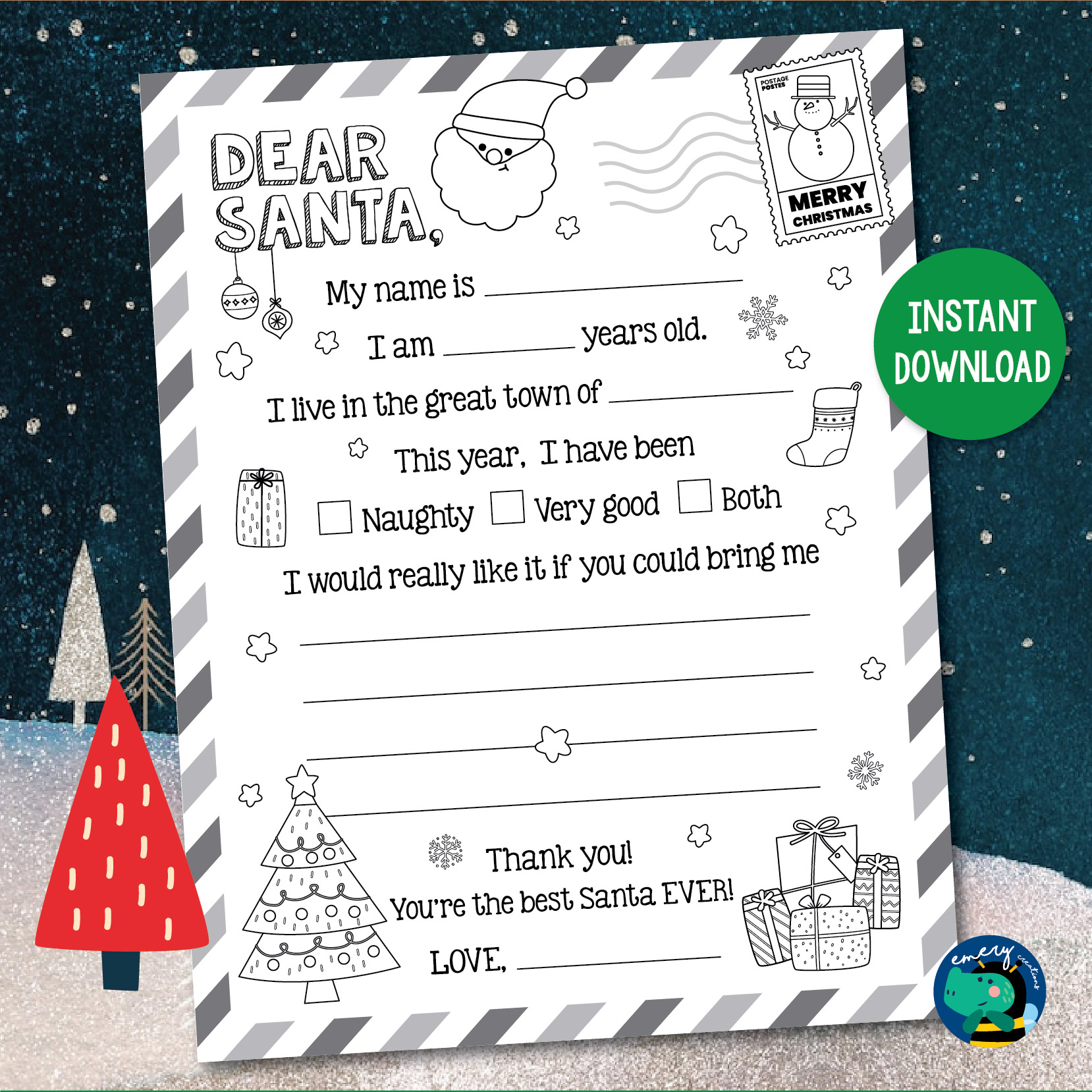 Christmas Wish list | Letter to Santa Claus | Christmas Printable For ...