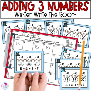 Adding 3 Numbers - Winter Math - Write the Room | Made By Teachers