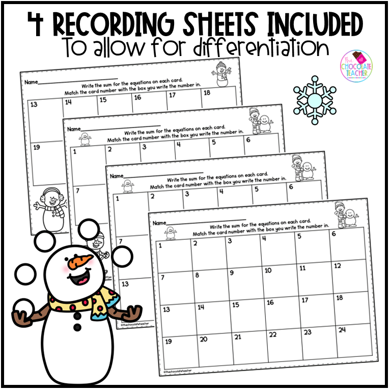 Adding 3 Numbers - Winter Math - Write the Room | Made By Teachers